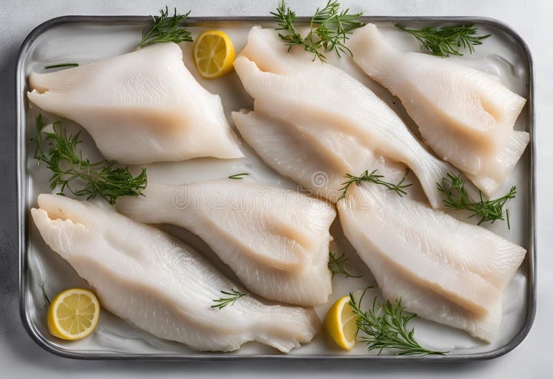 Fresh Cod Fillet with Dill and Lemon, AI Generated Stock Image - Image ...