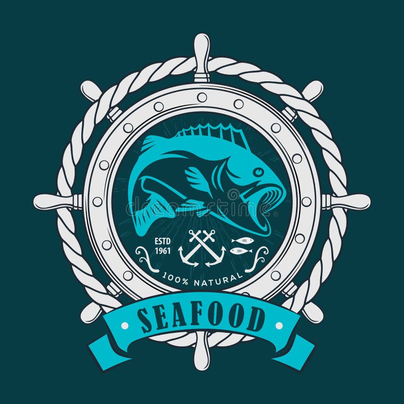 Seafood Design Concept with Bass Fish. Vector Illustration Stock Vector ...