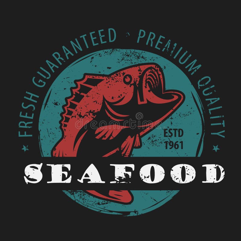 Seafood Design Concept with Bass Fish. Vector Illustration Stock Vector ...