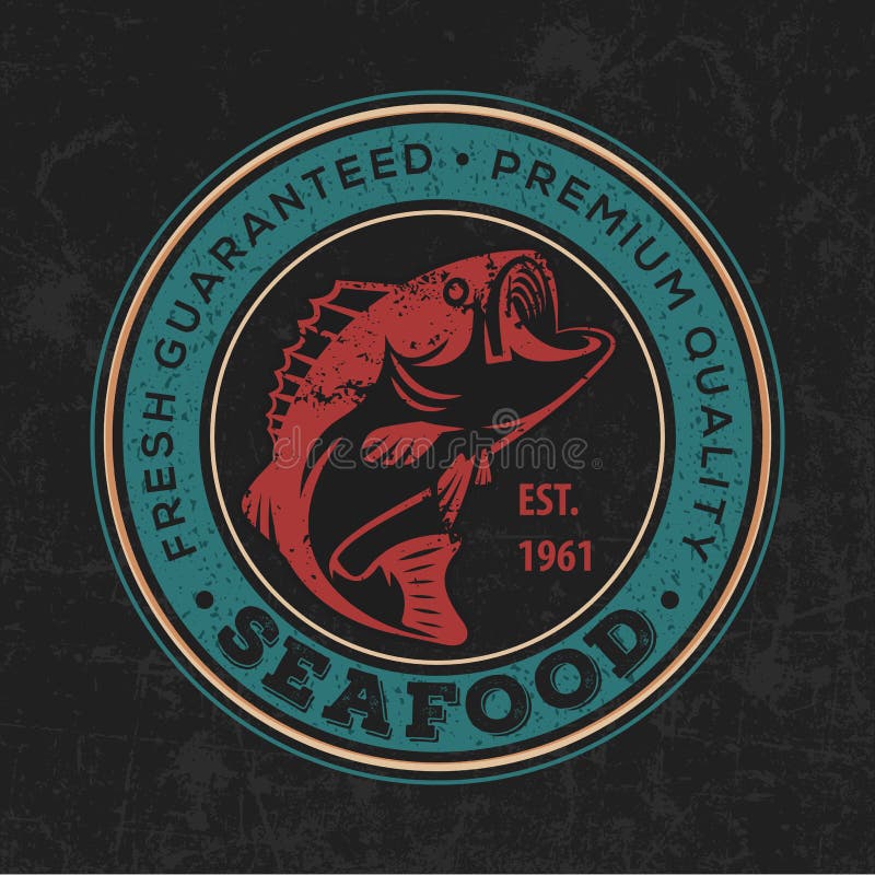 Seafood Design Concept with Bass Fish. Vector Illustration Stock Vector ...