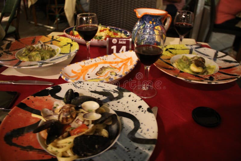 Christmas Table Setting in Italian Style Stock Image - Image of food ...