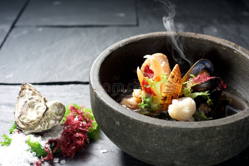 Seafood dish bowl stock photo. Image of food, plate, mussel - 86081906