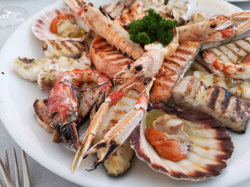 Seafood Dish Mixed Shrimp and Shellfish Stock Photo - Image of ...