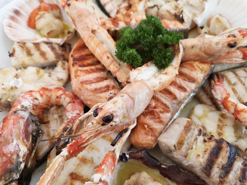 Seafood Dish Mixed Shrimp and Shellfish Stock Photo - Image of cold ...