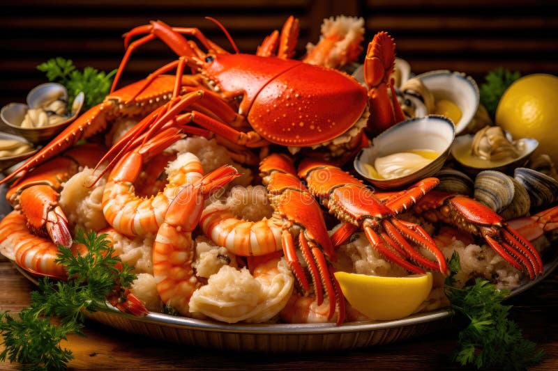 Seafood Feast stock illustration. Illustration of appetizing - 282608571