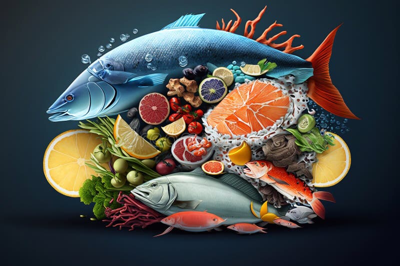 Seafood and Fish. AI Generated Stock Illustration - Illustration of ...