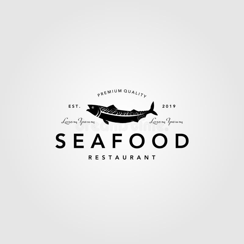 Seafood Fish Logo Vintage Label Emblem Vector Restaurant Illustration ...