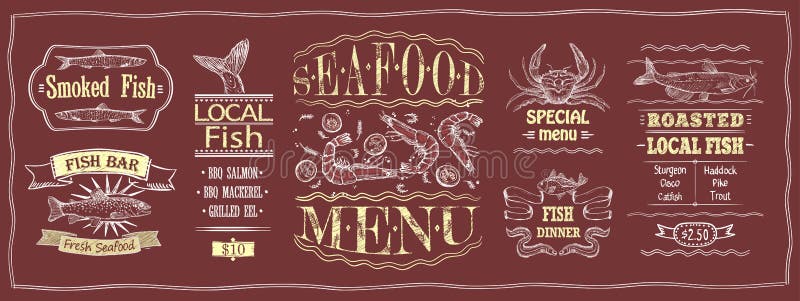 Seafood and Fish Menu Vector Template Stock Vector - Illustration of ...