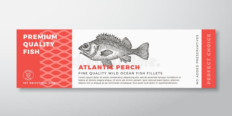 Seafood Fish Vector Label Design Package Background Layout Template ...