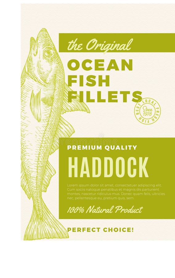Seafood Fish Vector Label Design Package Background Layout Template ...