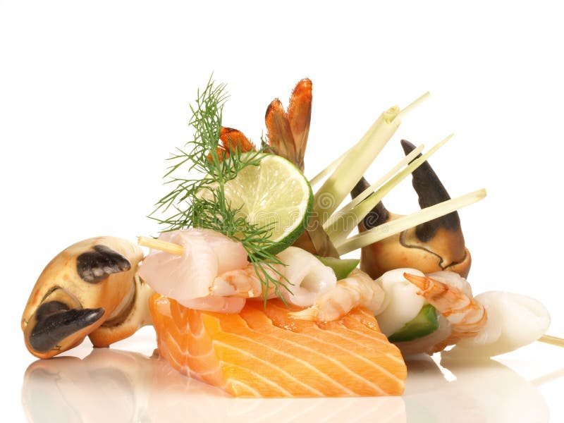 Seafood and Fish Isolated on White Background Stock Photo - Image of ...