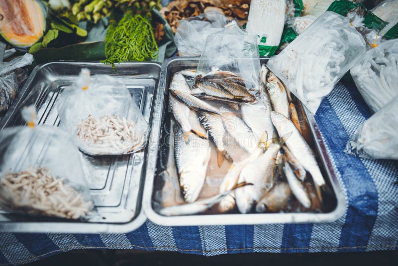 Seafood and Fresh Fish in the Street Market Stock Image - Image of land ...