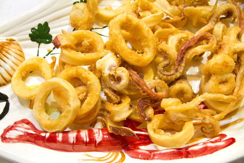 Mixed Deep-fried Fish, Shrimp and Squid Platter Stock Image - Image of ...