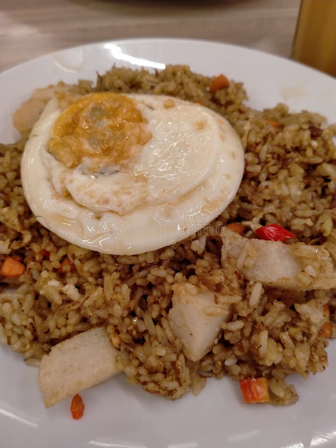 Seafood Fried Rice with Egg on Top Stock Photo - Image of fried ...