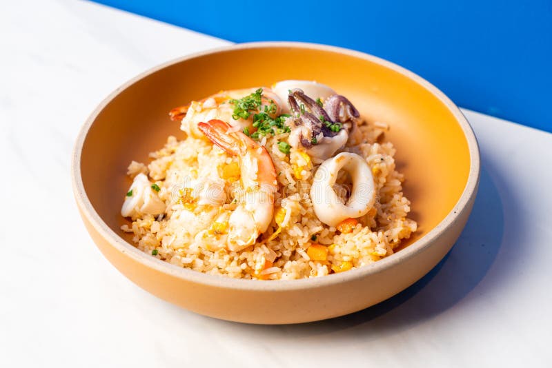 Seafood Fried Rice on Plate Stock Image - Image of fresh, rice: 265300971