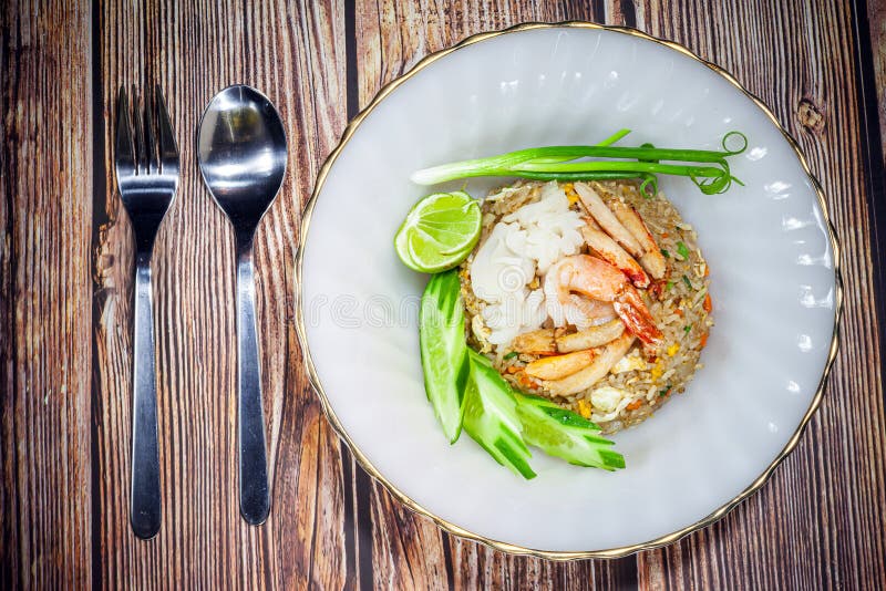 Seafood Fried Rice,Fried Rice ,thai Cuisine Stock Photo - Image of ...