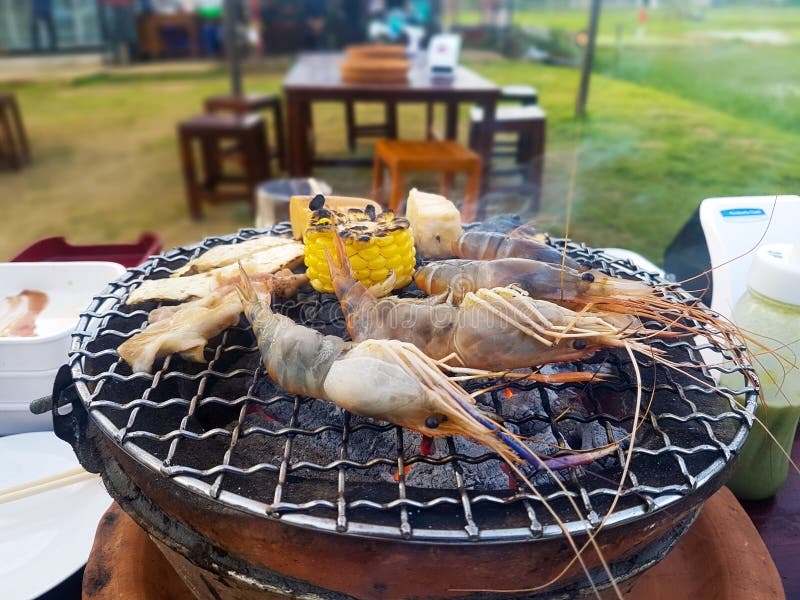 Seafood Grill. stock photo. Image of delicious, flame - 96766990