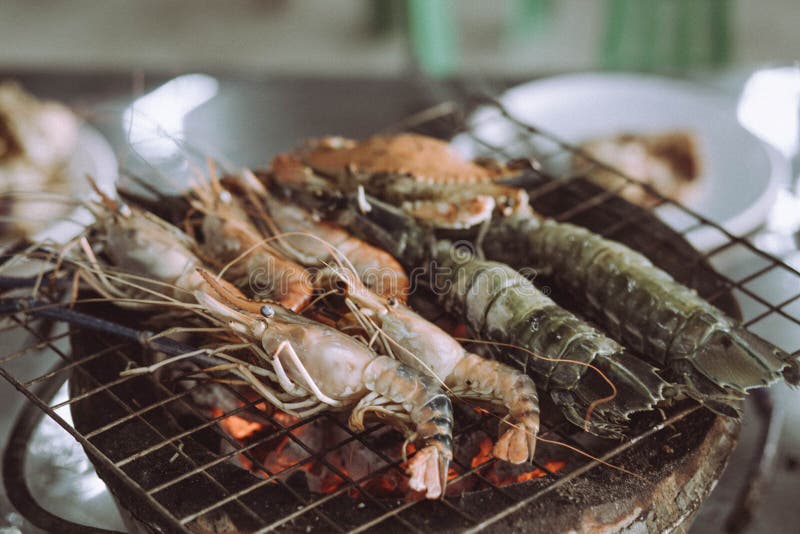 Seafood Grill in Restaurants Stock Image - Image of delicious, spicy ...