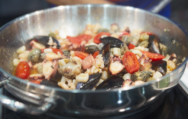 Seafood on hot pan stock photo. Image of cool, food, octopus - 11302772