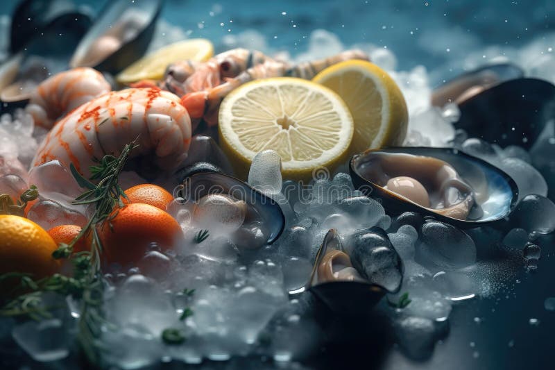 Seafood with Ice Creative Illustration. AI Generated Stock Illustration ...