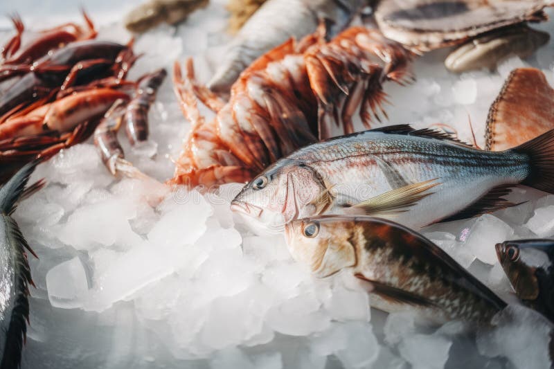 Seafood on Ice Generative AI Stock Illustration - Illustration of ...