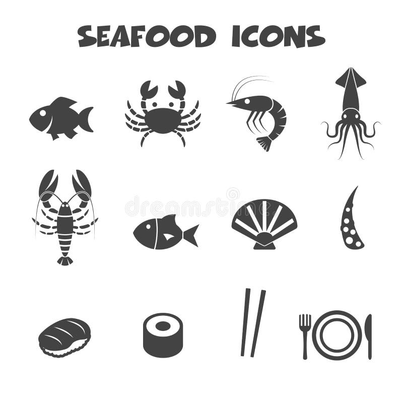 Seafood icons stock vector. Illustration of life, black - 38799837