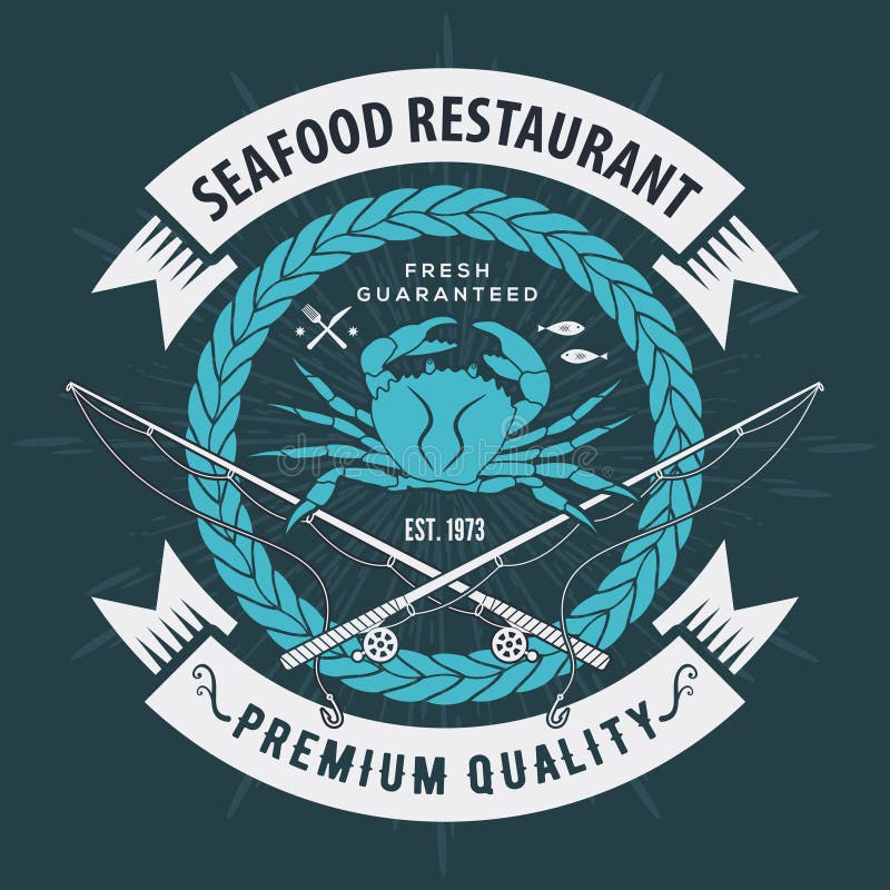 Seafood Label, Badge, Emblem or Logo for Seafood Restaurant, Menu ...