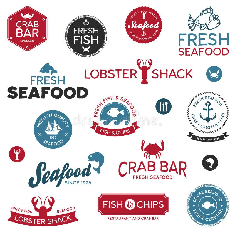 Seafood labels stock vector. Illustration of lobster - 25155208
