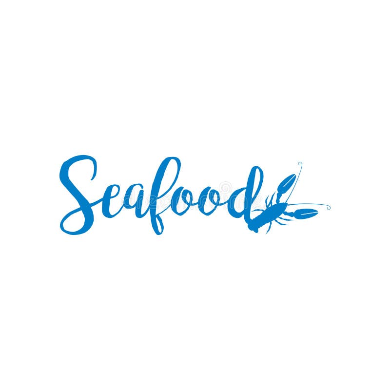 Seafood Lettering Design Isolated on White Stock Vector - Illustration ...