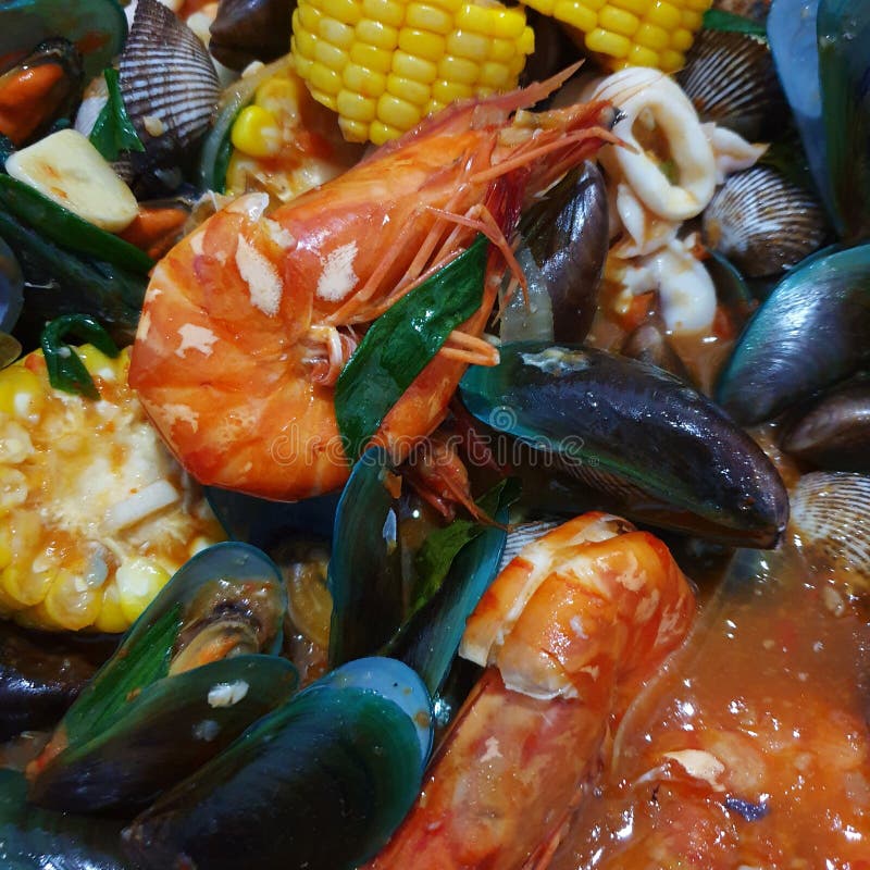 Seafood for life stock image. Image of vegetable, dish - 261775017