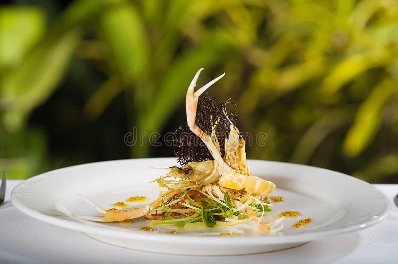 Seafood Main Course with Scampi Stock Image - Image of dinner, lunch ...