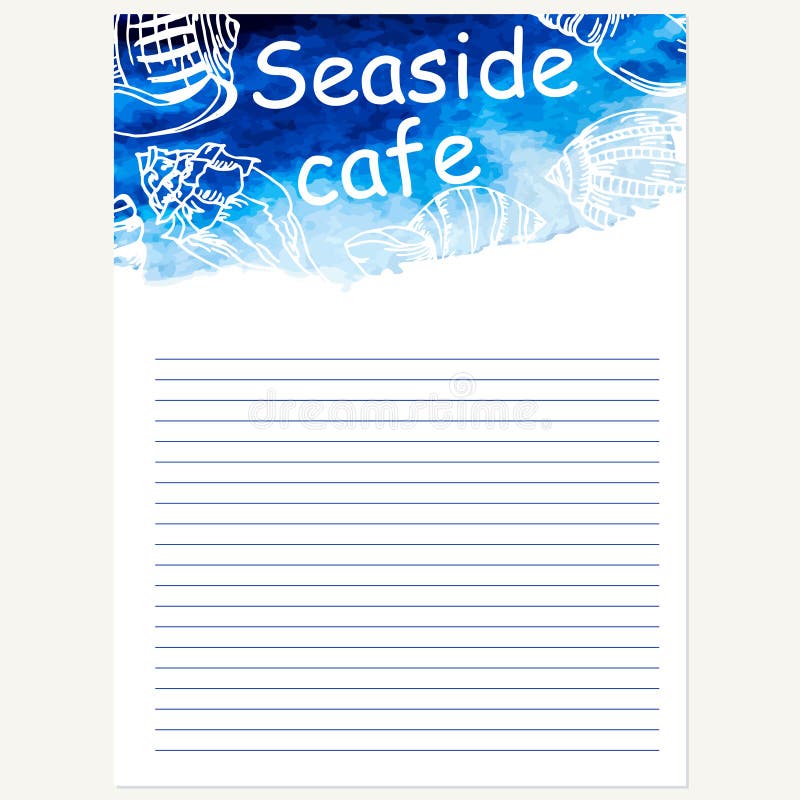 Seafood Menu Design Template. Vector Sea Watercolor Background Stock ...