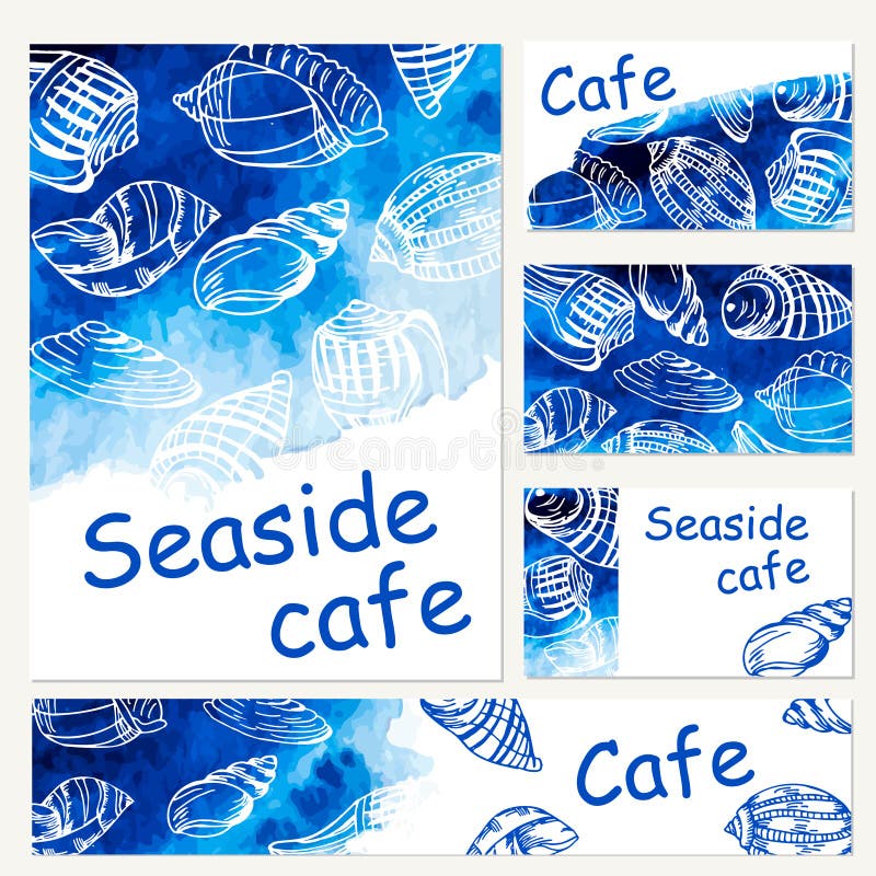 Seafood Menu Design Template. Vector Sea Watercolor Background Stock ...