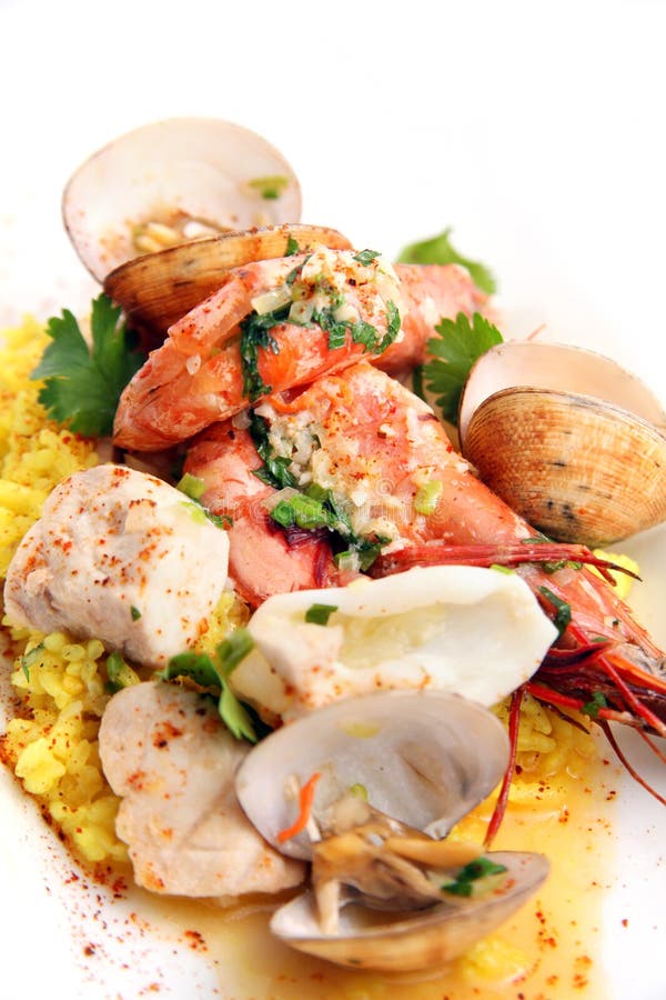 Seafood paella stock photo. Image of crustacean, tuna - 15688802