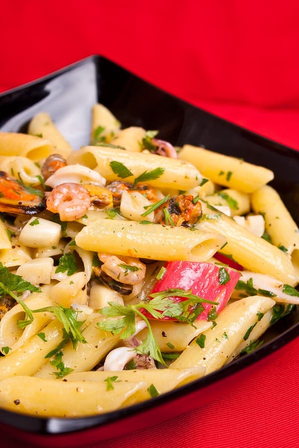 Seafood pasta stock photo. Image of pepper, lunch, noodles - 15393028