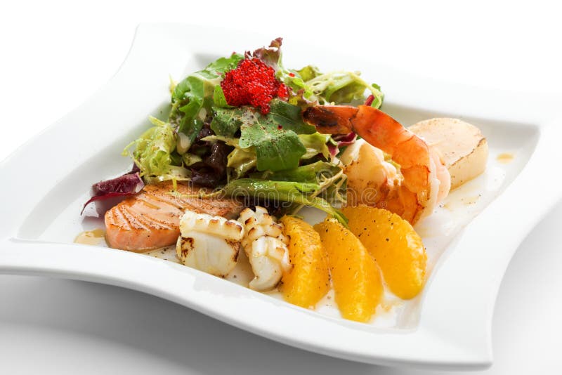 Seafood Plate stock image. Image of food, leaf, pepper - 26446097