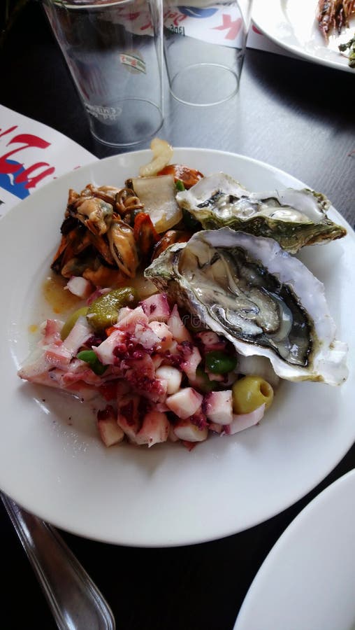 Seafood Plate, Dishes, Drinks, Dinner Stock Photo - Image of dishes ...