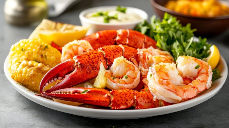 Seafood Platter with Lobster Claws and Shrimp Stock Illustration ...