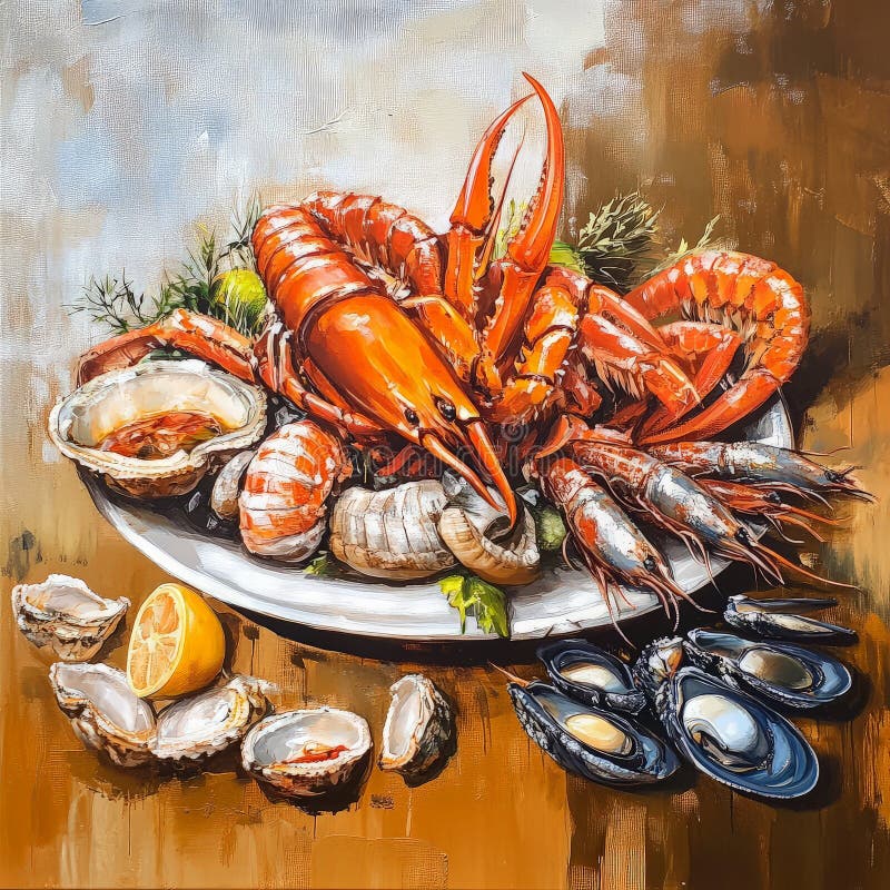 Seafood Platter Still Life Painting Stock Photos - Free & Royalty-Free ...