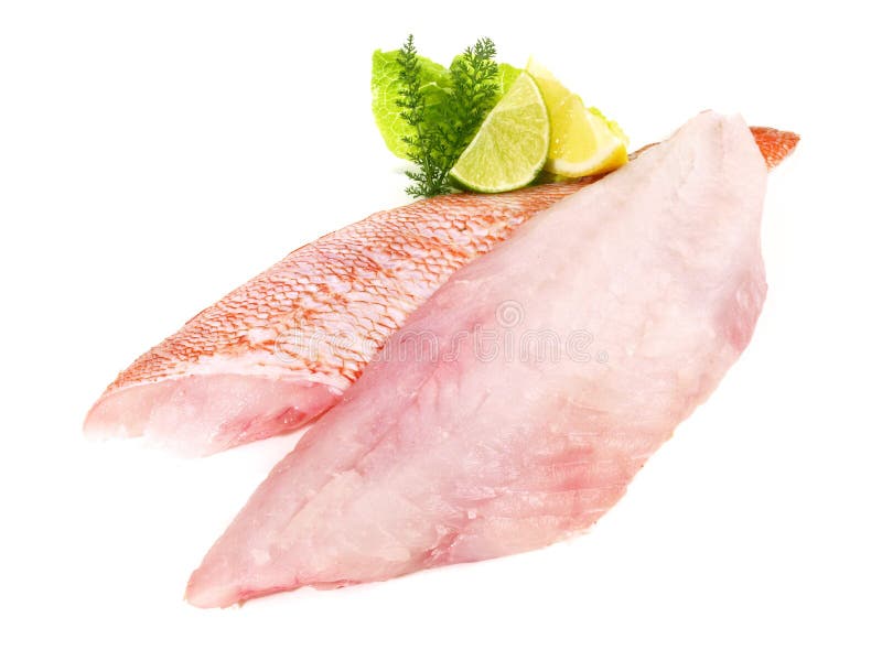 Seafood - Red Perch Fillet Isolated on White Background Stock Photo ...
