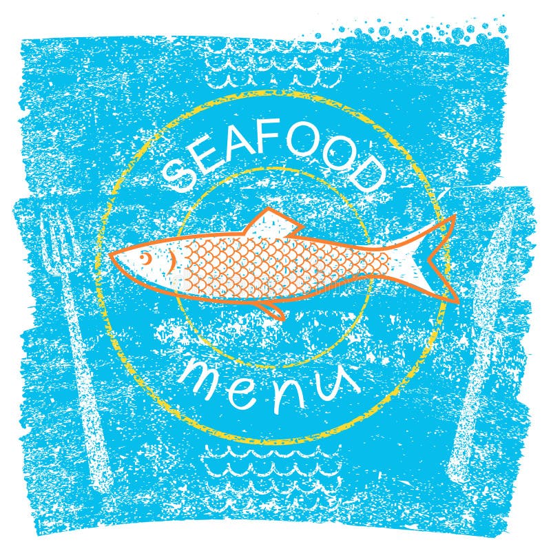 Seafood Restaurant Menu on Blue Old Paper Vintage Background Stock ...