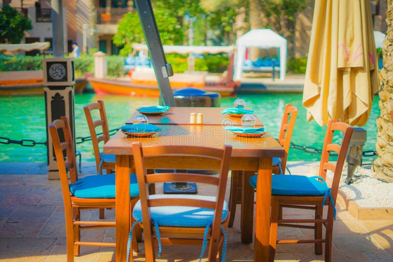 Seafood Restaurants in Riverside UAE Stock Photo - Image of hotel ...