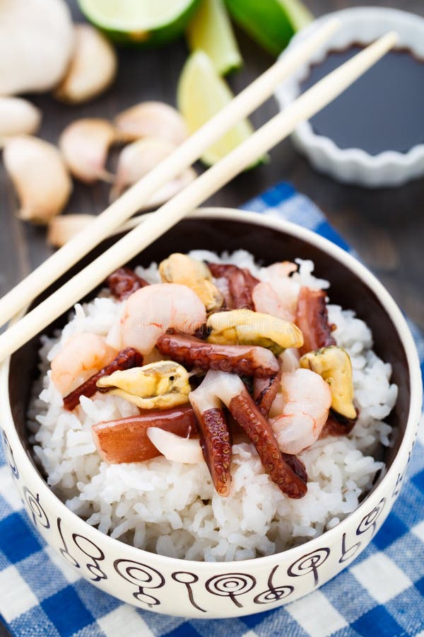 Seafood rice stock image. Image of asian, delicious, white - 37978173