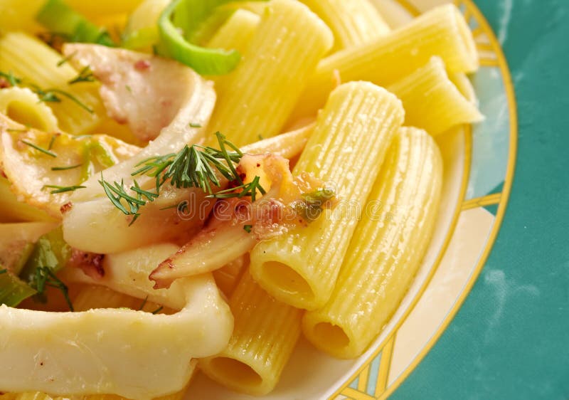 Seafood with Rigatoni Pasta Stock Photo - Image of spaghetti, gourmet ...