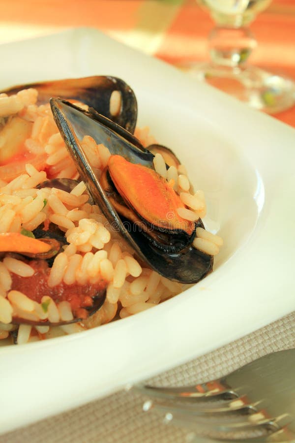 Seafood risotto stock photo. Image of molluscs, glass - 23581344