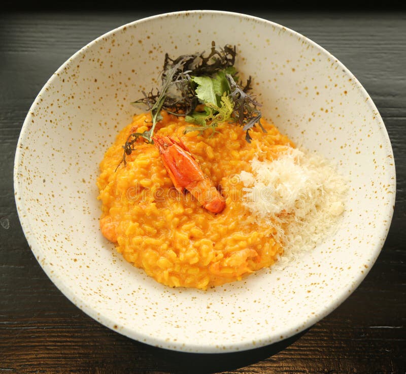 Seafood Risotto Served in Gourmet Restaurant Stock Photo - Image of ...