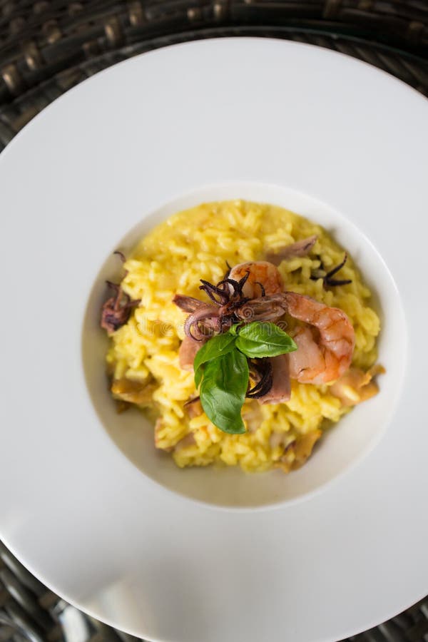 Seafood risotto top view stock photo. Image of meal - 169010674