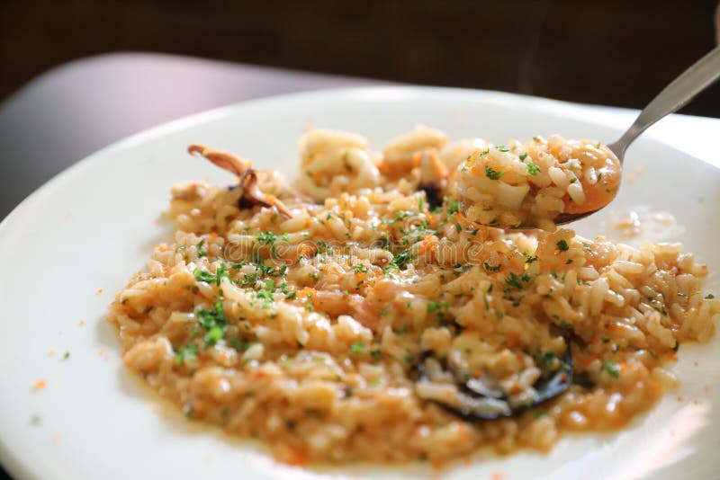 Seafood Risotto , Traditional Italian Rice Stock Image - Image of ...