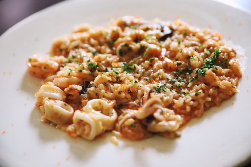 Seafood Risotto , Traditional Italian Rice Stock Photo - Image of ...