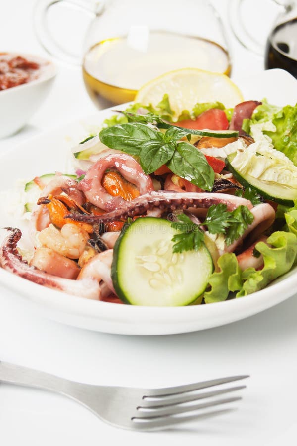 Seafood salad stock image. Image of cuisine, fish, squid - 21612891